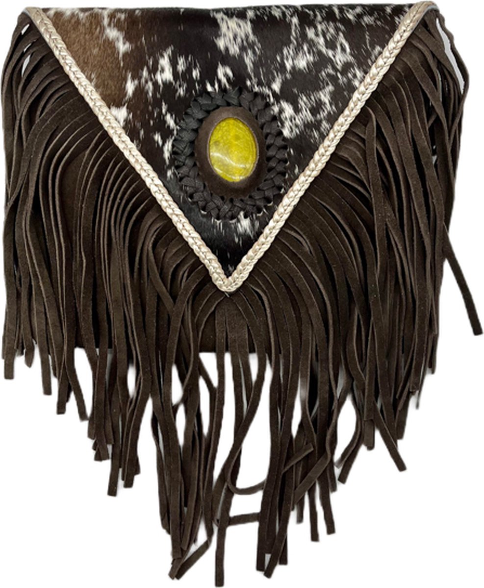 Suede dames tas met koeienhuid - boho tas - koeienhuid tas - ibiza tas ...