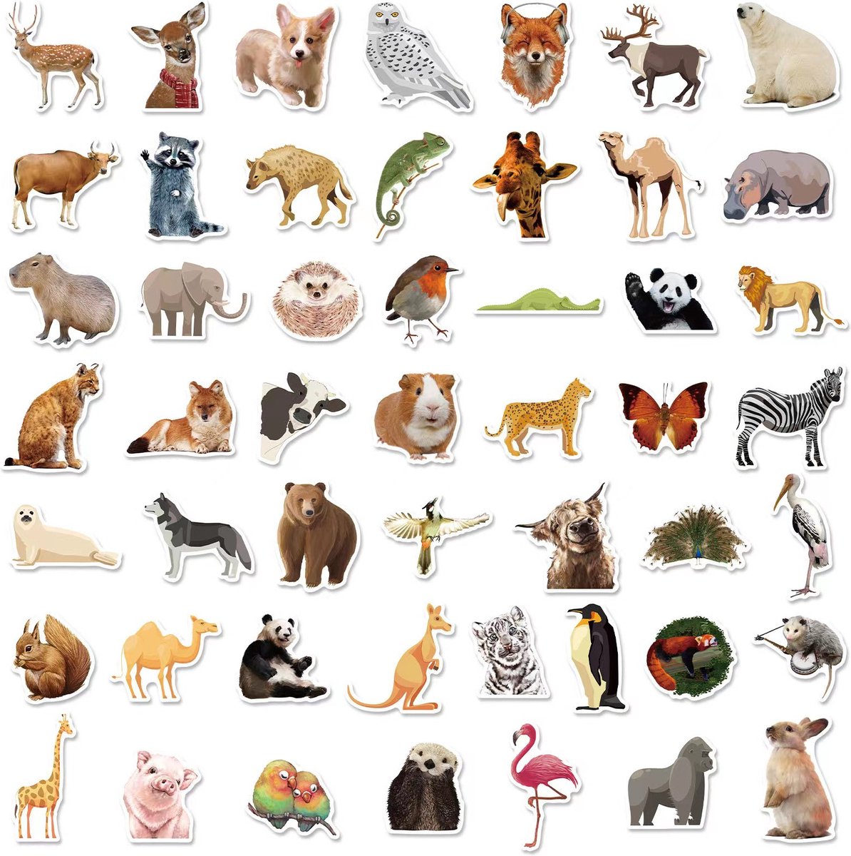 Dieren Stickers - 50 stuks - Hoogwaardig vinylstickers - Waterbestendig - Kinderstickers | bol.com