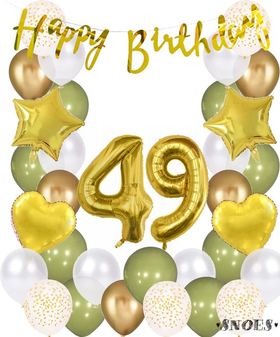 Snoes Ballonnen 49 Jaar Wit Olijf Groen Goud Mega Ballon - Compleet ...