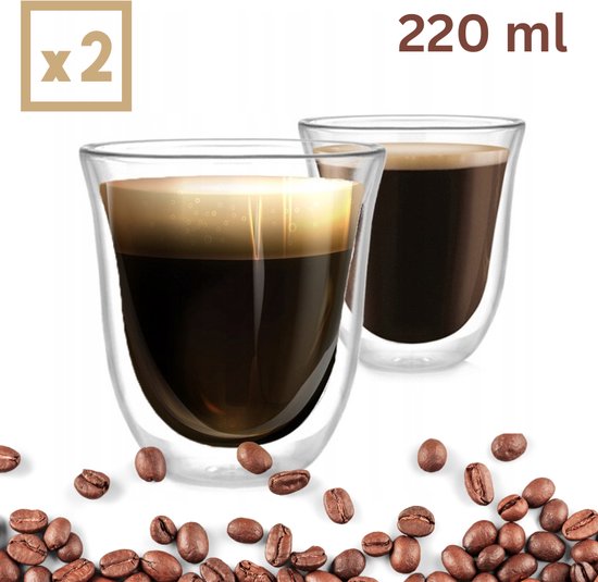 Chimneys Blend - Set 2x Dubbelwandige Koffieglazen 220ml - Cappuccino Glazen - Glazen... | bol.com