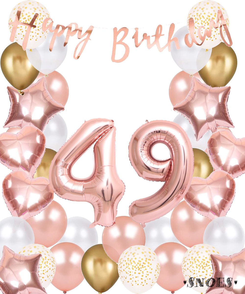 Snoes Ballonnen 49 Jaar Rose Gold White Dots - Compleet Feestpakket met ...
