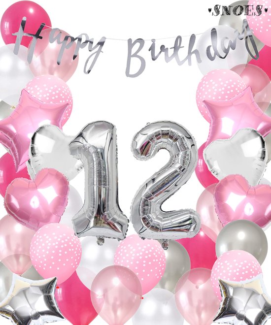 Snoes Ballonnen 12 Jaar Pink Blush Silver Mega Ballon - Compleet ...
