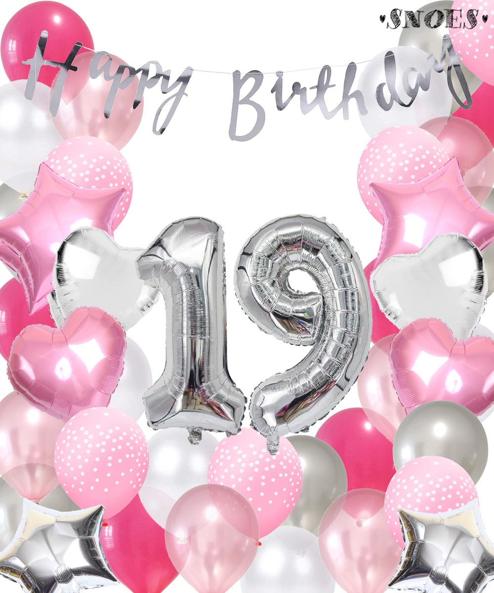 Snoes Ballonnen 19 Jaar Pink Blush Silver Mega Ballon - Compleet ...
