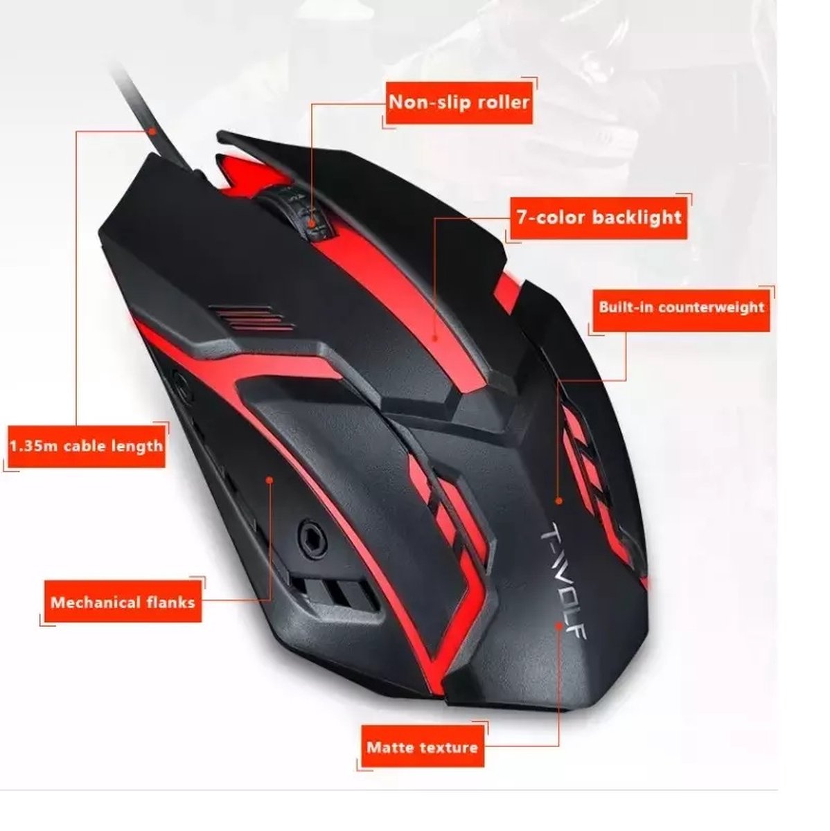 Gaming muis - RGB verlichting - Computermuis met draad - USB-kabel ...