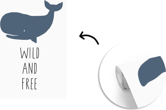 Behang - Fotobehang Quotes - Wild and free - Walvis - Illustratie ...