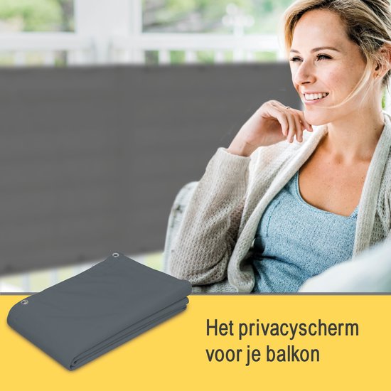 Sol Royal PB2 – Balkonscherm Grijs 500 x 100 cm – Balkondoek Waterafstotend – UV... | bol