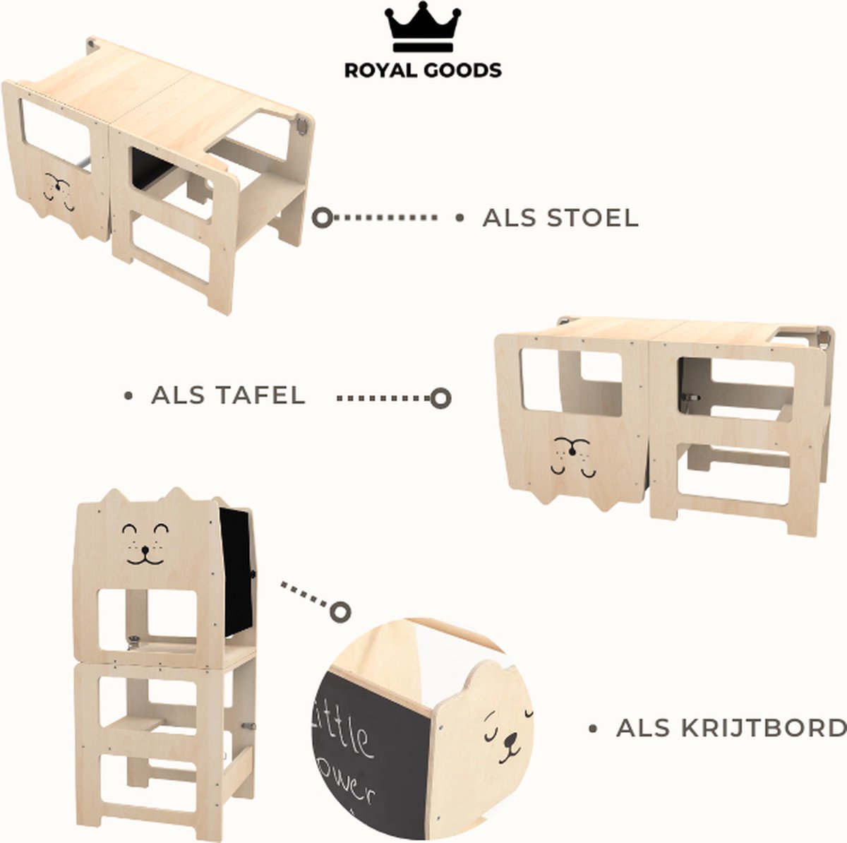RG® - Leertoren - Learning Tower - Opklapbaar - Krijtbord - Houten Leertoren - Keuken... | bol.com