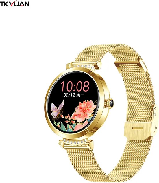 Dames Smartwatch - Goud - Smartwatch Dames - HD Touchscreen - Horloge ...