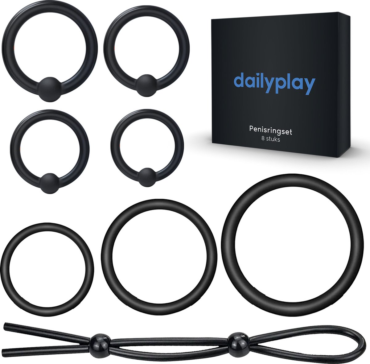 Dailyplay Siliconen Cockring - Set van 8 – Penisring voor Mannen en Koppels – Seks... | bol.com