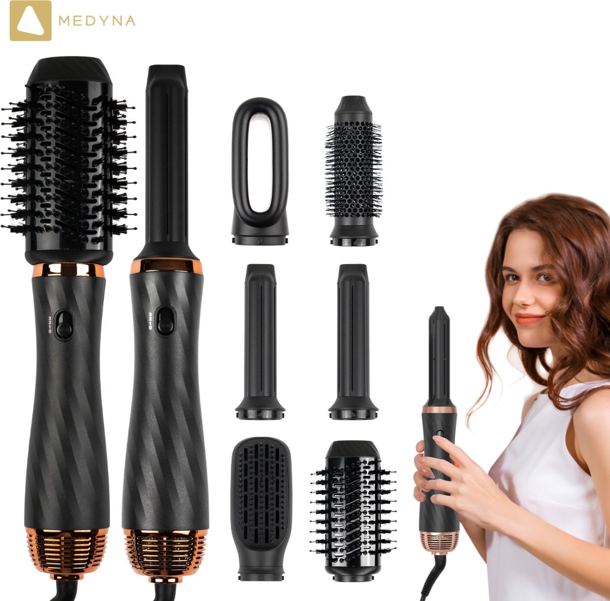 MEDYNA Krultang - 6 in 1 Multi Styler - Fohn - Fohnborstel - Haardroger ...