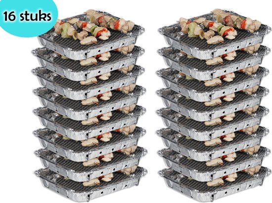 16x BBQ jetable - barbecue jetable - prêt à l'emploi 500 g de charbon ...