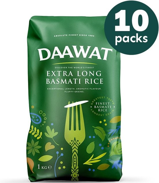 Daawat - Indian Basmati Rice - Rijst - Extra Long - 10x1kg - MULTIPACK ...