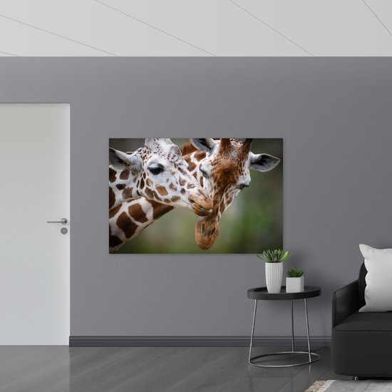 PVC Schuimplaat- Liefdevol Giraffe Duo - 150x100 cm Foto op PVC ...