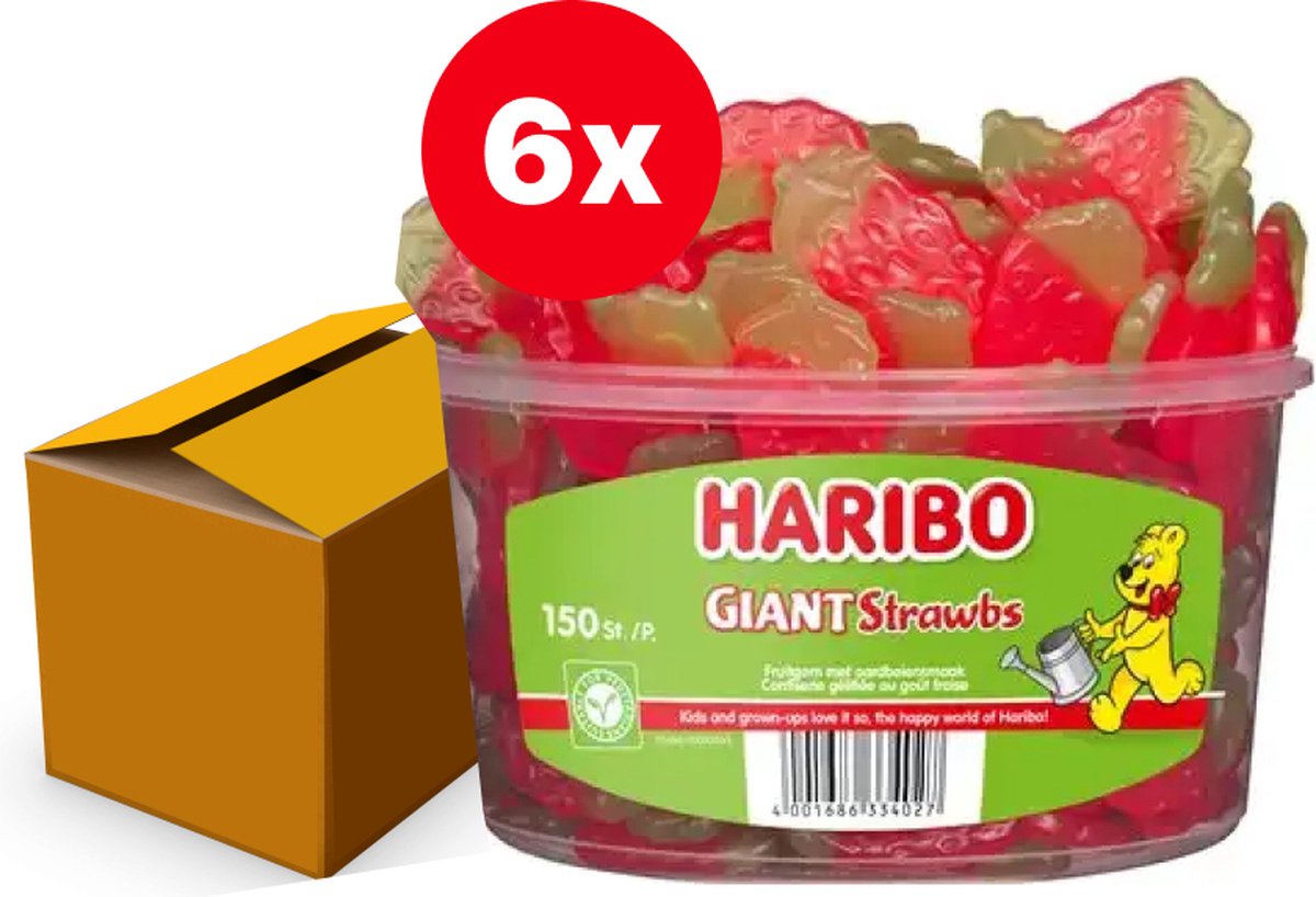 Haribo Fruitgum Aardbei - silo 150 stuks - Doos 6 silo's | bol