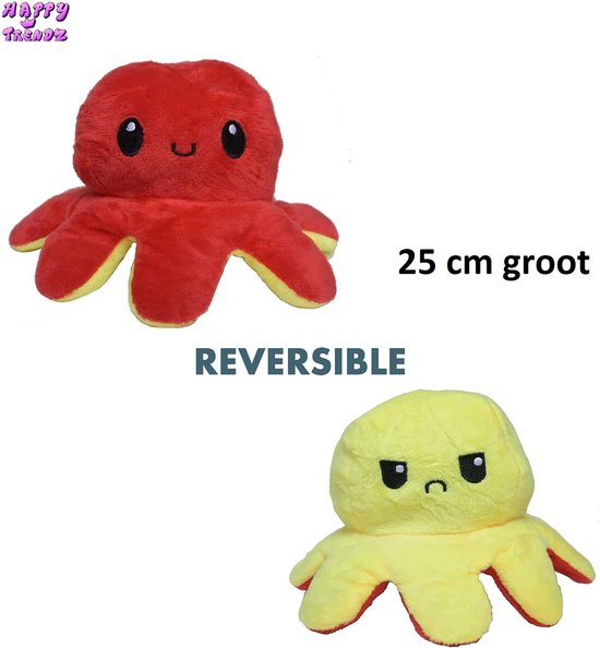 Happy Trendz® Mood Pluche Knuffel Rood Geel XL MODEL 25 CM - Octopus ...
