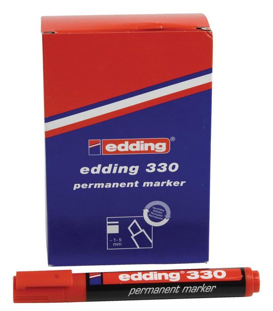 edding 330 Permanente Marker, Beitelvormige Punt, 1 - 5 mm, Rood (pak ...