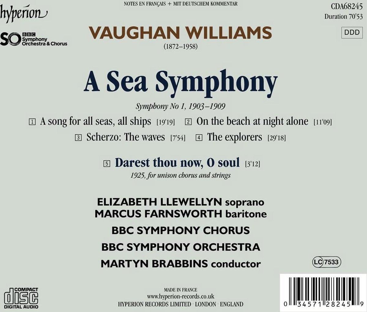 Vaughan Williams: A Sea Symphony, Bbc Symphony Orchestra | CD (album ...