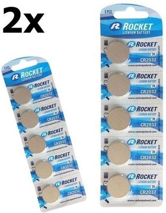 10 Stuks (2 Blisters a 5st) - Rocket CR2032 3V Lithium batterij | bol.com