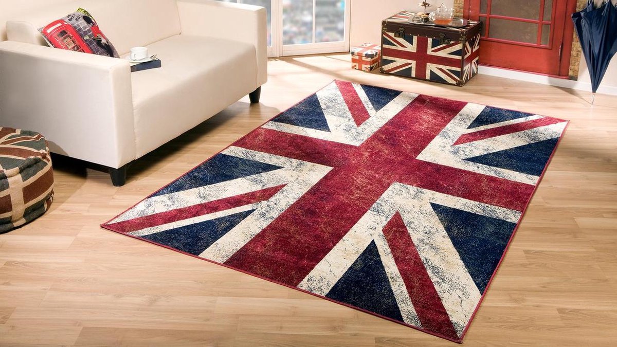 Design vloerkleed Tapigo World Vlag VK UK Union Jack Vintage 160x230 cm ...