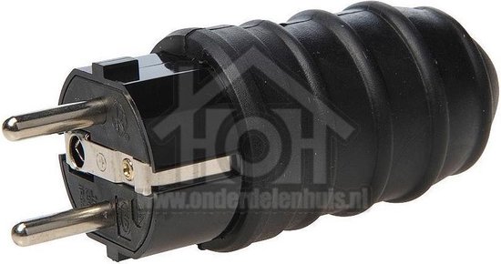 Universeel Stekker 16A 230V RA zwart Rubber 0011017 | bol