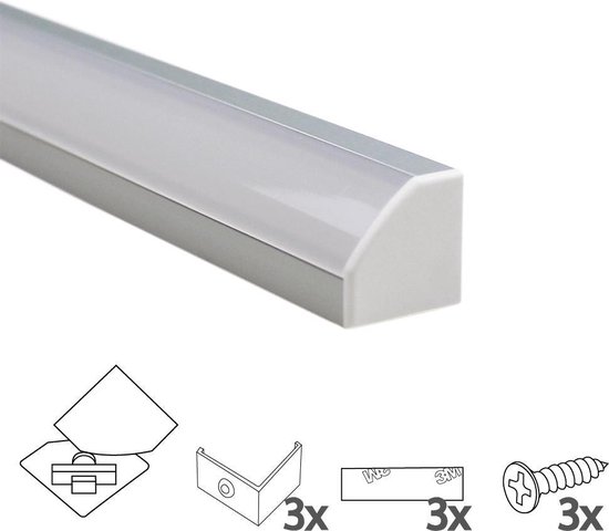 1M led strip hoekprofiel - 19mm hoog | bol