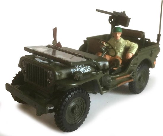 Jeep Willys 4X4 W Open Top + Gun & Man 1-43 Cararama | bol