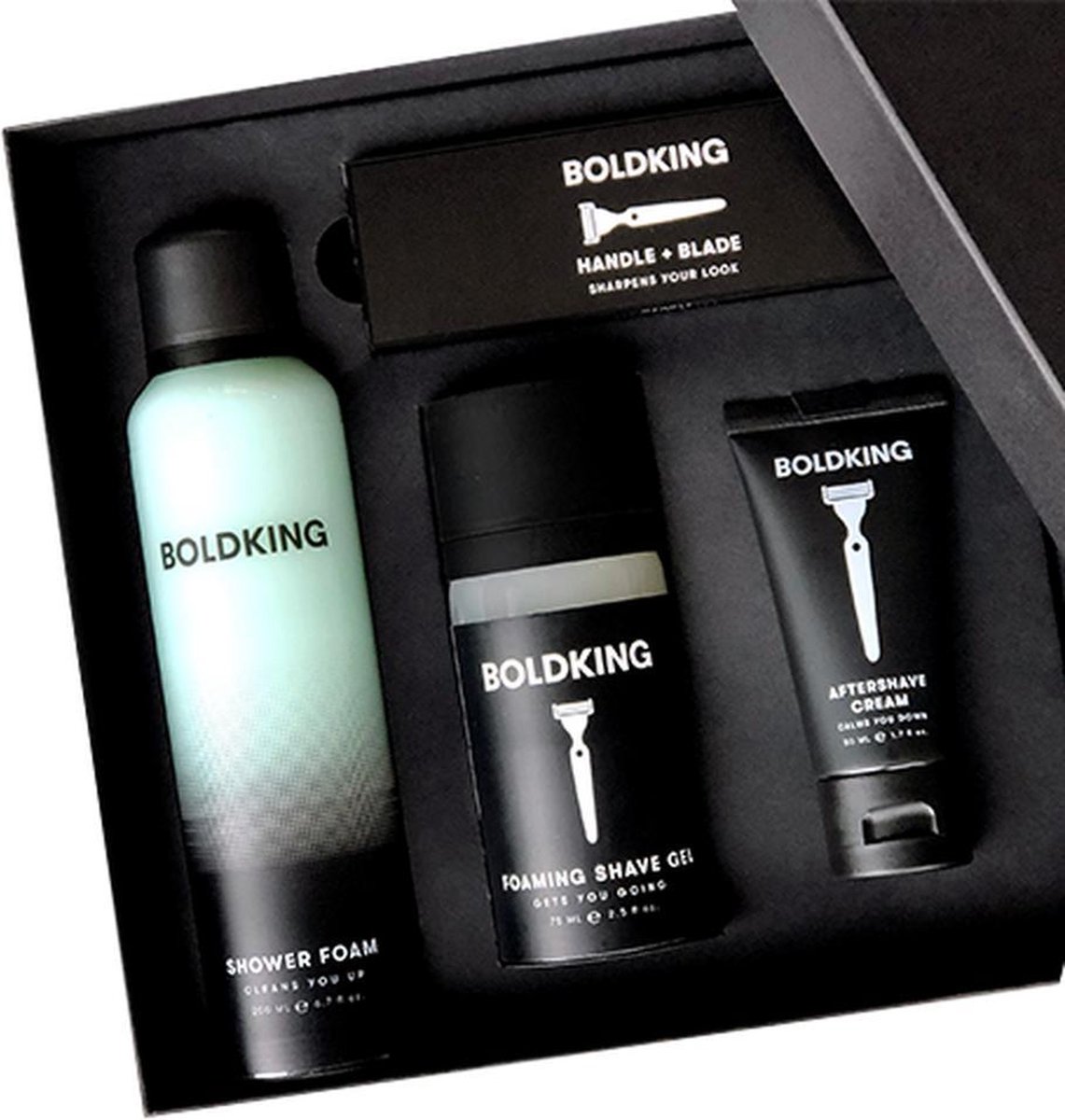Boldking Giftbox - Scheermesje, Aftershave Schuim, Scheergel & Doucheschuim - Mannen | bol.com