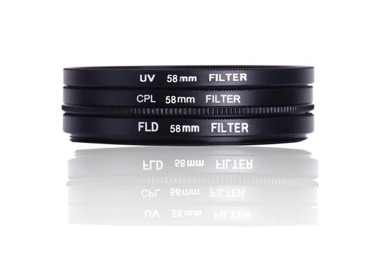 Camera Lensfilters 3 in 1 I 58MM UV-CPL-FLD Filter set kit 58 | bol