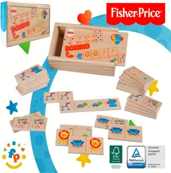 Fisher-Price Domino hout 28 delen - dieren | Games | bol.com