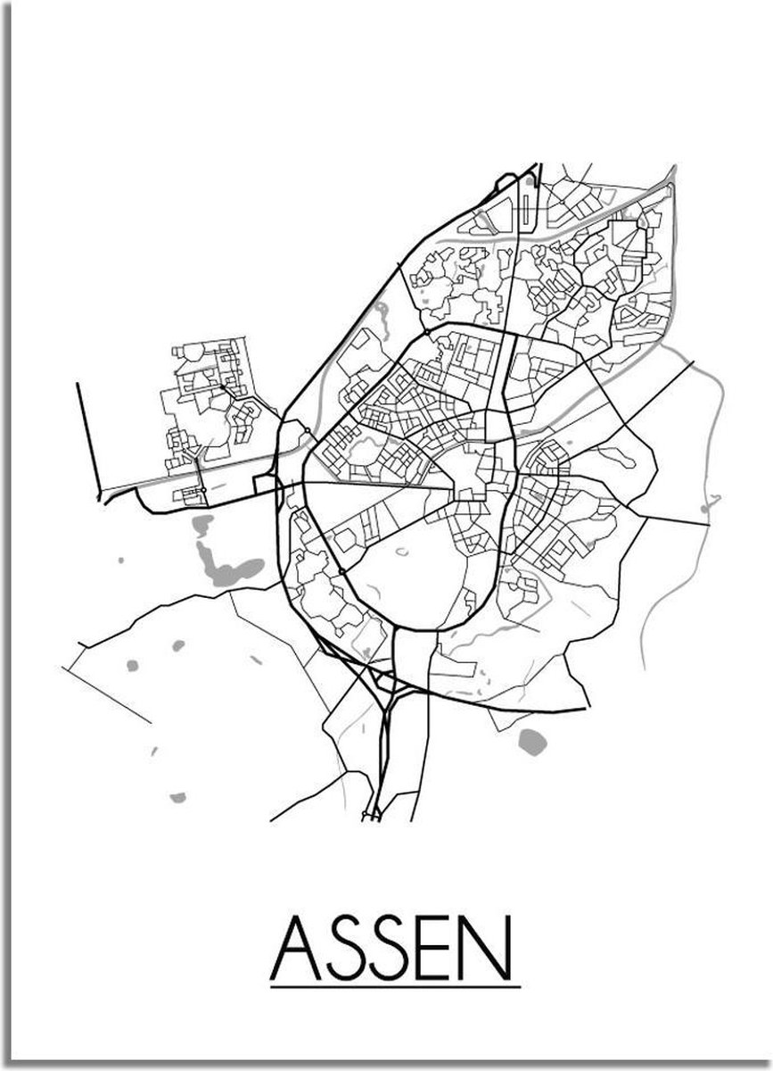 DesignClaud Assen Map poster A3 poster (29,7x42 cm) | bol.com