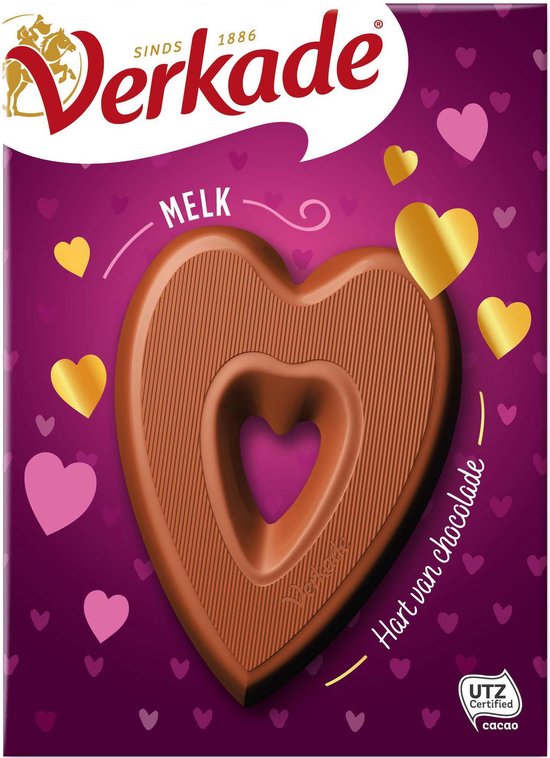 Verkade Hart van chocolade - Romige Melk - 20 x 135 gram | bol