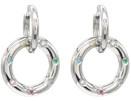 Oorbellen - Ring en Kralen - Oorringen - RVS - 3,5 cm - Zilverkleurig | bol