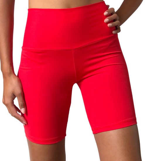 Rode fitness short - korte broek dames - fietsbroek - bikers short ...