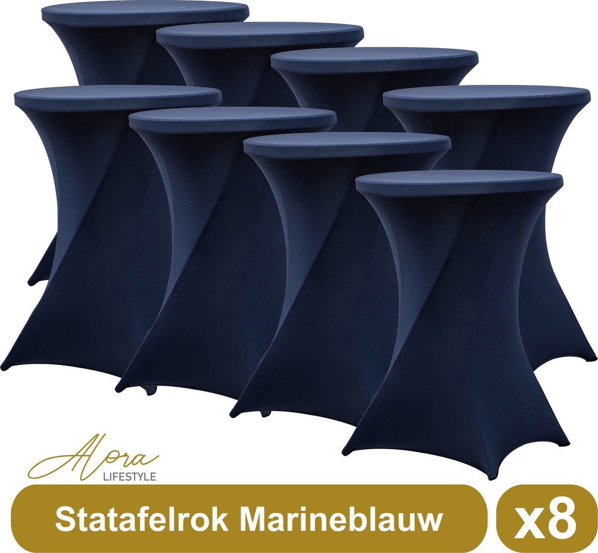 Statafelrok marineblauw 80 cm - per 8 - partytafel - Alora tafelrok voor statafel -... | bol.com