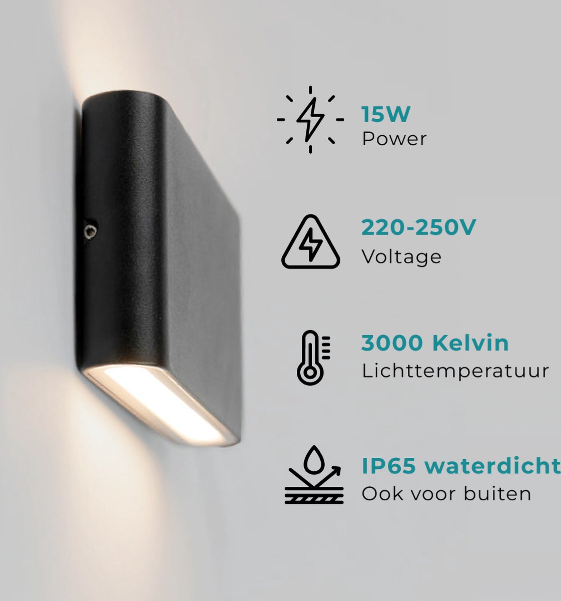 Lumefy LED Wandlamp Up & Down - Dimbaar - Buiten en Binnen Muurlamp ...