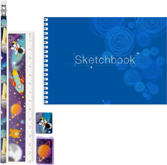 A3 schetsboek/tekenboek 20 pagina's met ruimte/space/astronauten thema ...