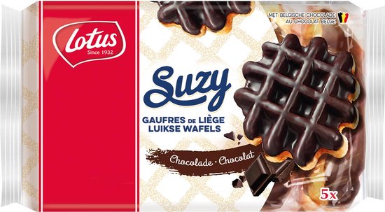 Lotus Suzy luikse wafel met chocolade, 57,6 g, pak van 5 stuks | bol