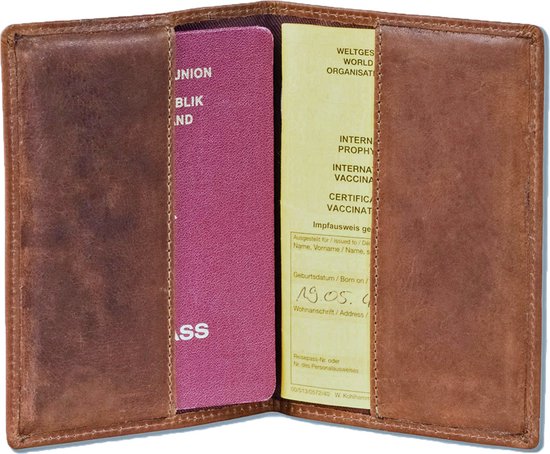 Woodland Leren Etui voor Paspoort en Gele Boekje - Pull-up Leer ...