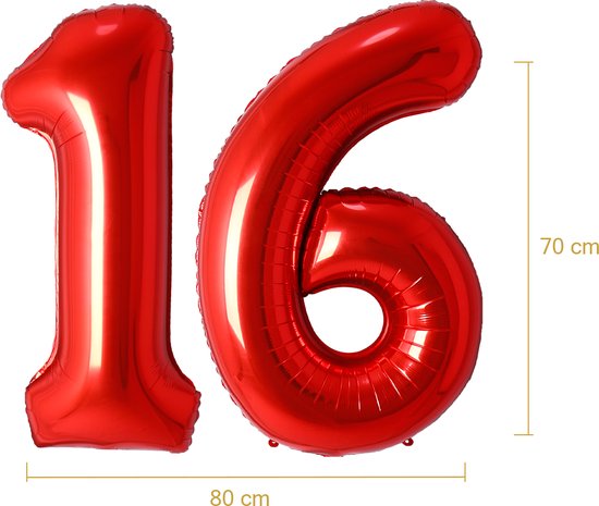 Ballon Numéro 16 Ans Rouge Hélium Ballons Anniversaire Décoration ...