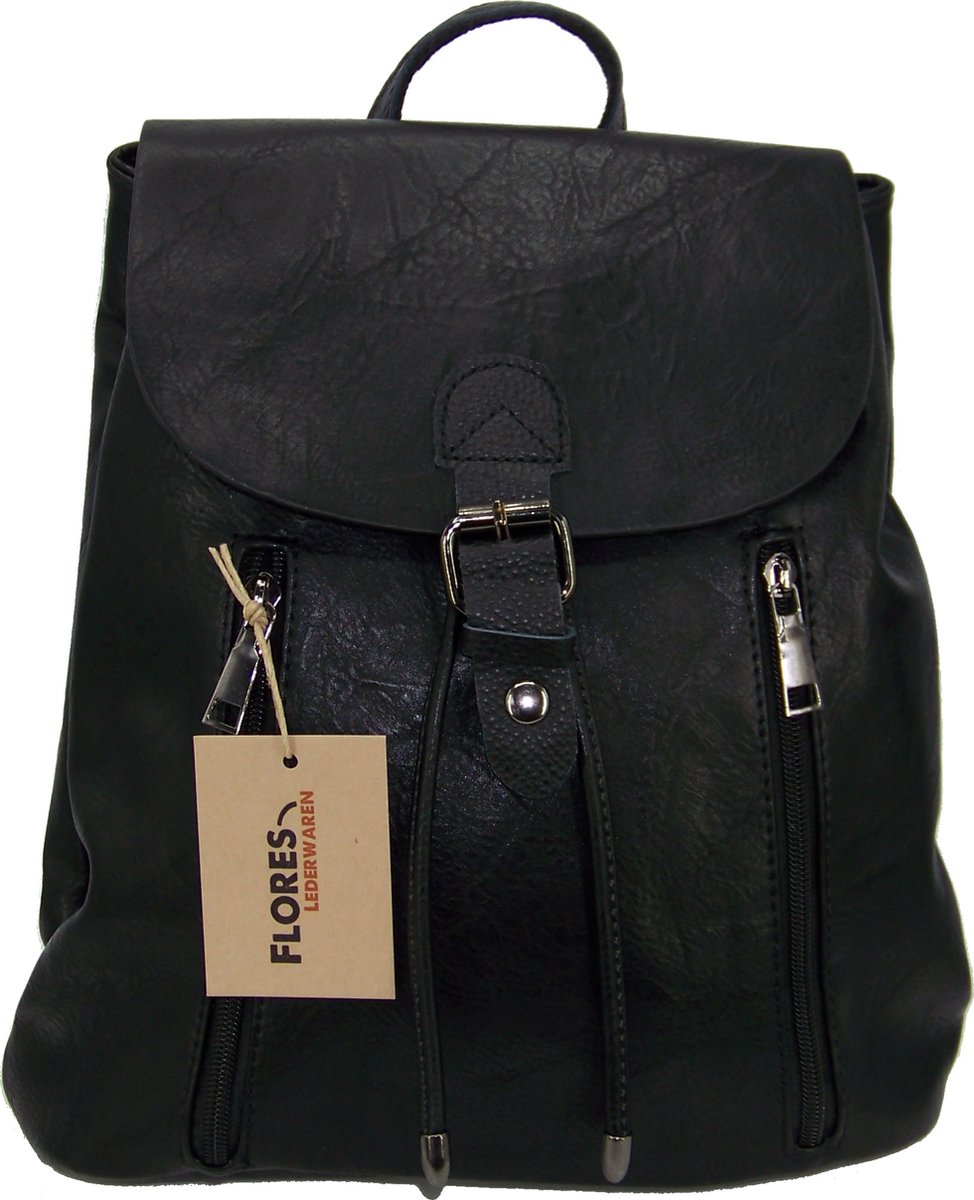 Soepele zwarte leer-PU-leer rugzak | bol