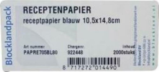 Receptpapier Blauw 105X148 | bol