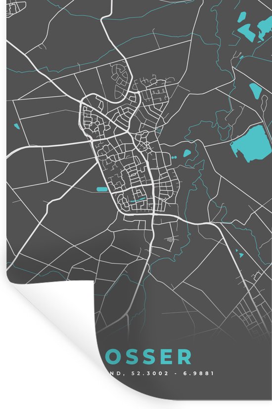 Muurstickers - Losser - Plattegrond - Kaart - Stadskaart - 20x30 cm ...