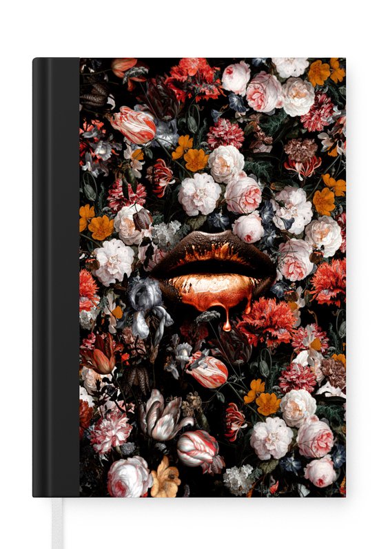 Carnet - Carnet d'écriture - Lèvre - Fleurs - Luxe - Carnet - Format A5 ...