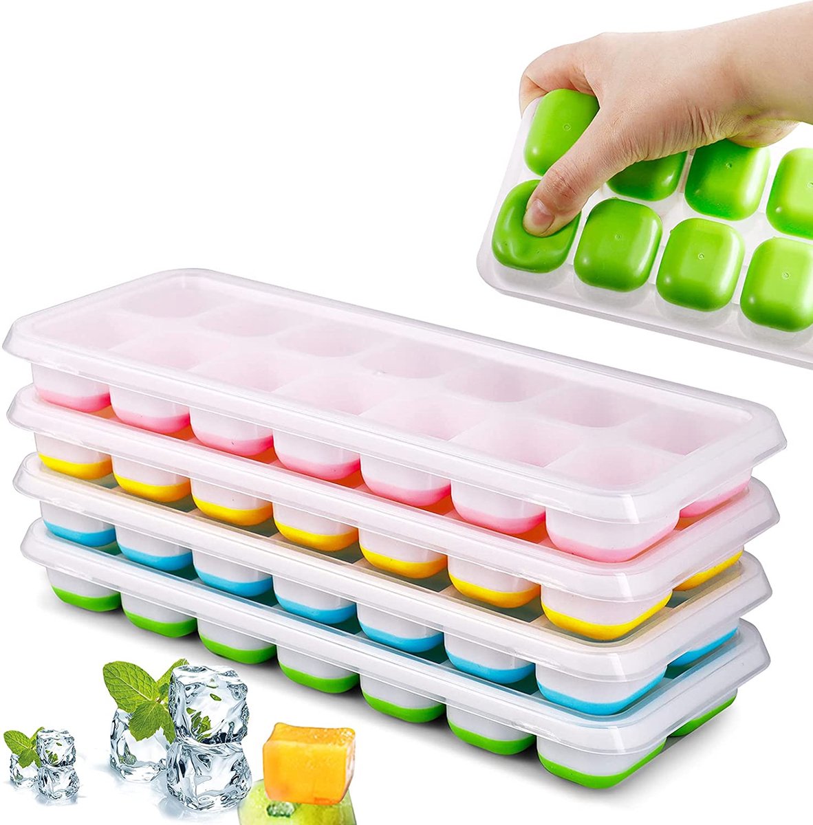 BOTC Ijsblokjes maker met deksel - Siliconen ijsblokjesvorm - BPA vrij ...