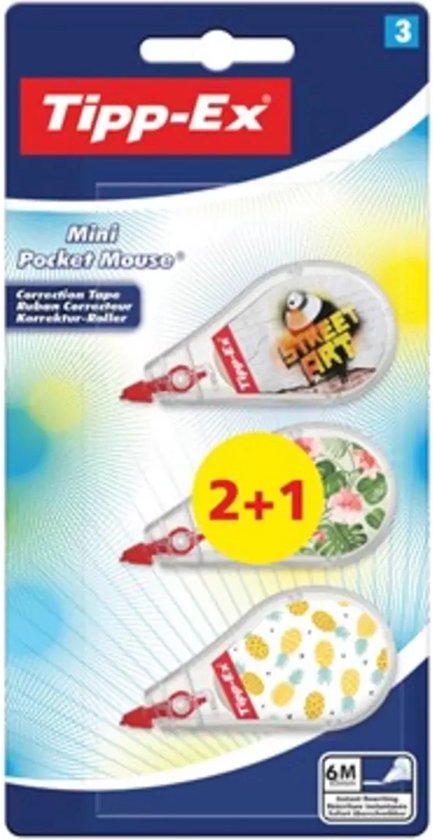 Tipp-Ex Roller set 3 Stuks Kleur Assorti – 4x2cm | bol