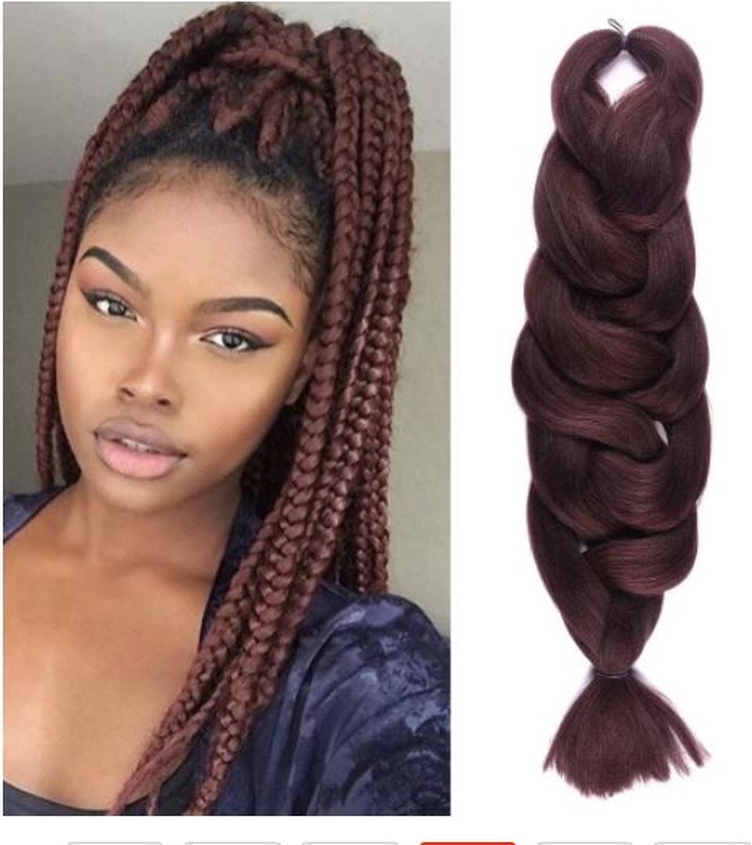 bruin - vlecht - nephaar - invlechten - 60cm - bruin in vlecht hair ...