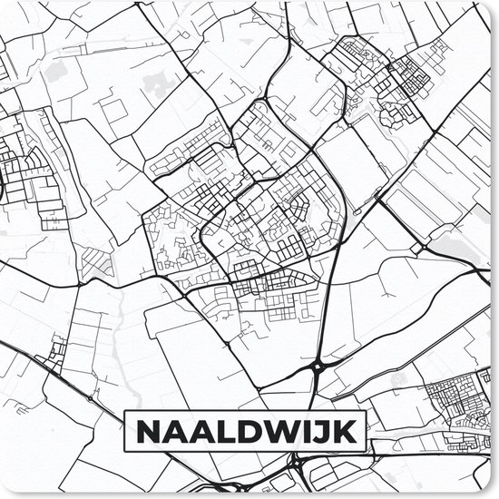 Muismat Klein Naaldwijk Stadskaart Zwart Wit Plattegrond Kaart Nederland