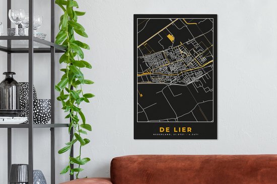 Canvas Schilderij De Lier - Plattegrond - Goud - Kaart - Stadskaart ...