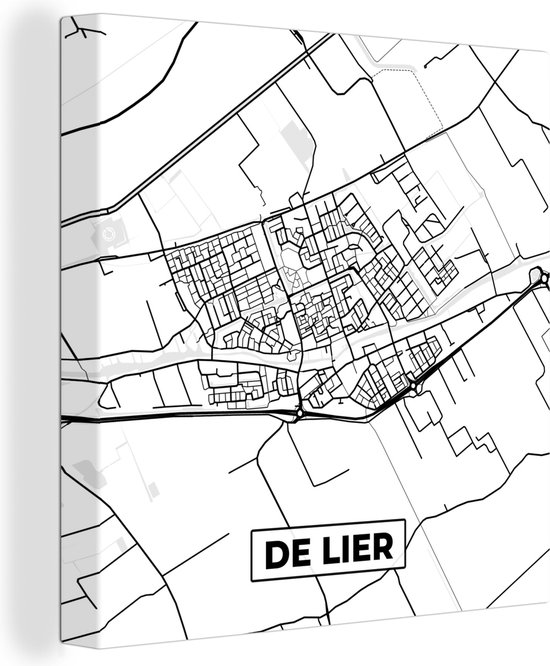 Canvas Schilderij Kaart - Plattegrond - De Lier - Stadskaart - 50x50 cm ...
