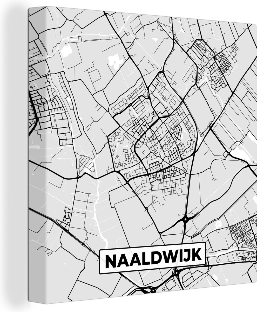 Canvas Schilderij Naaldwijk - Plattegrond - Kaart - Stadskaart - 90x90 ...